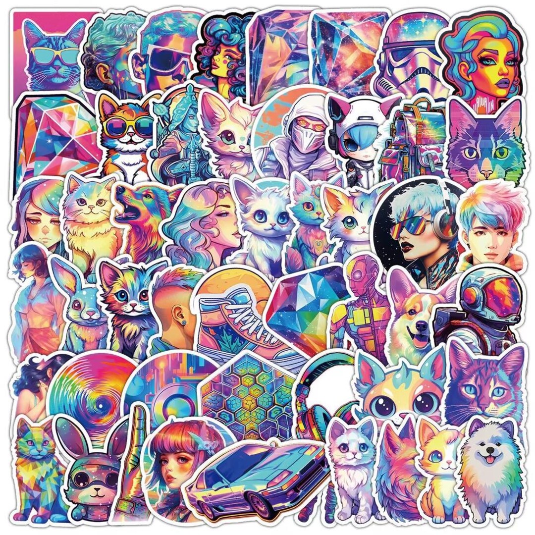 50 Dazzling Stickers, Assorted Self Adhesive Waterproof Stickers ...