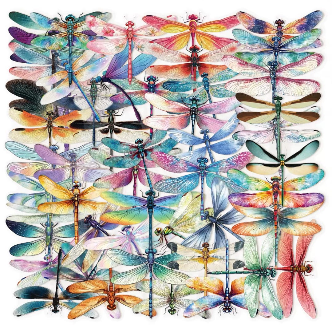 Dragonfly Stickers 50 Pack of Different Self Adhesive Waterproof Labels ...