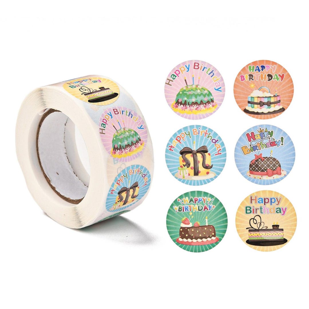 Roll / Strips of Happy Birthday Cake Stickers 1" / 25mm Craft Stickers ...