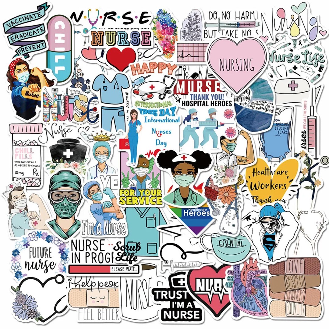 100 Nurse Stickers, Assorted Self Adhesive Waterproof Stickers ...