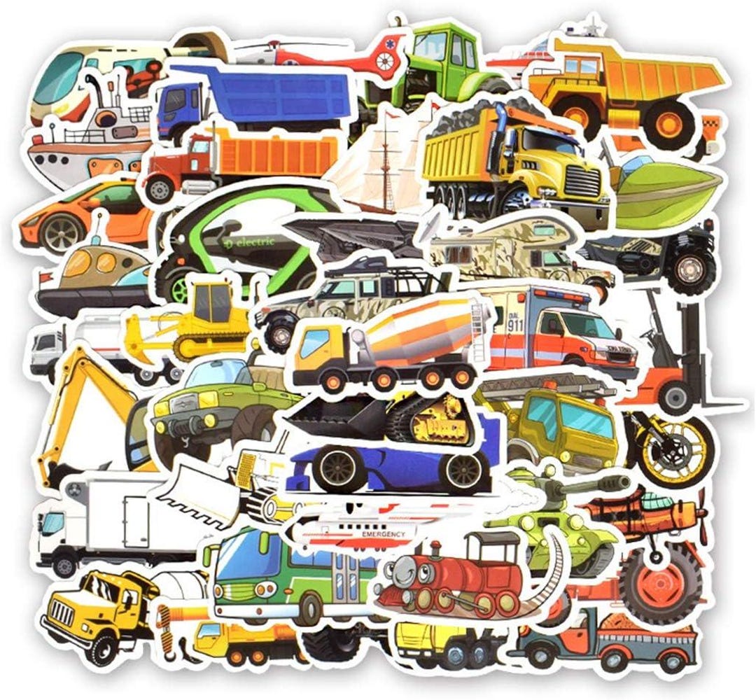 50 Transport Stickers, Assorted Self Adhesive Waterproof Stickers, Car ...