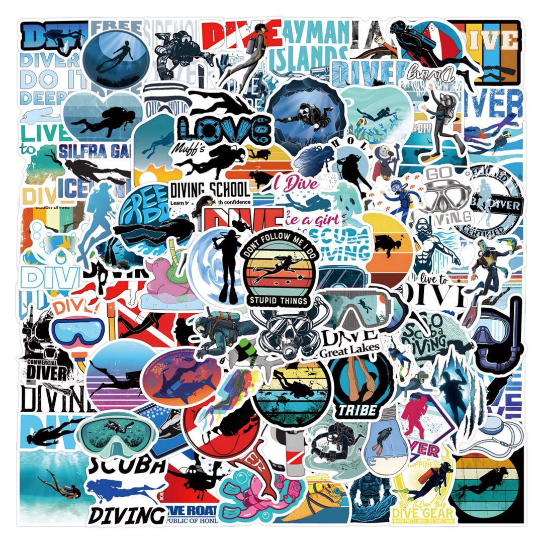 110 Scuba Diving Stickers, All Assorted Self Adhesive Waterproof ...