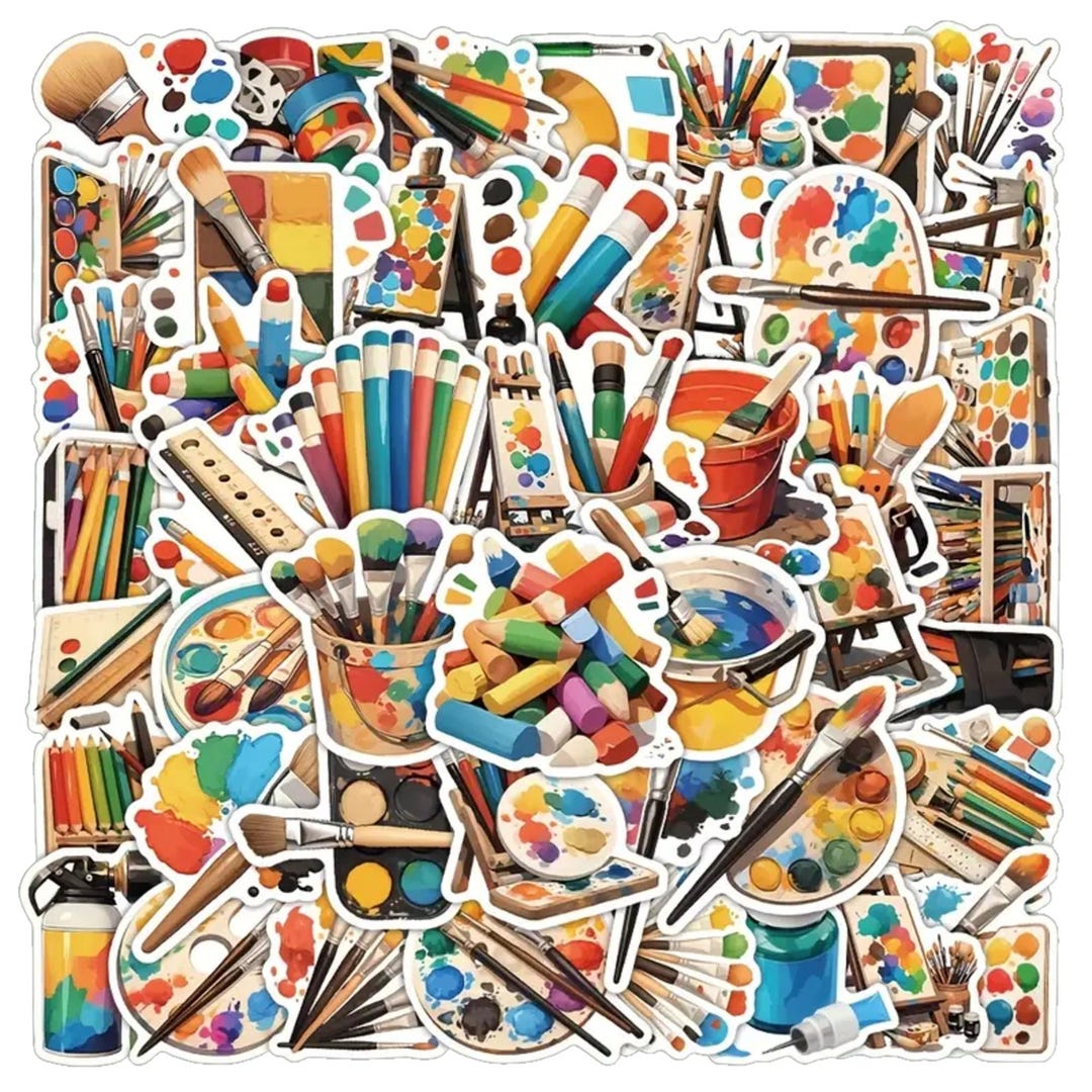 53 Artist Stickers, Assorted Self Adhesive Waterproof Sticker Sheets ...