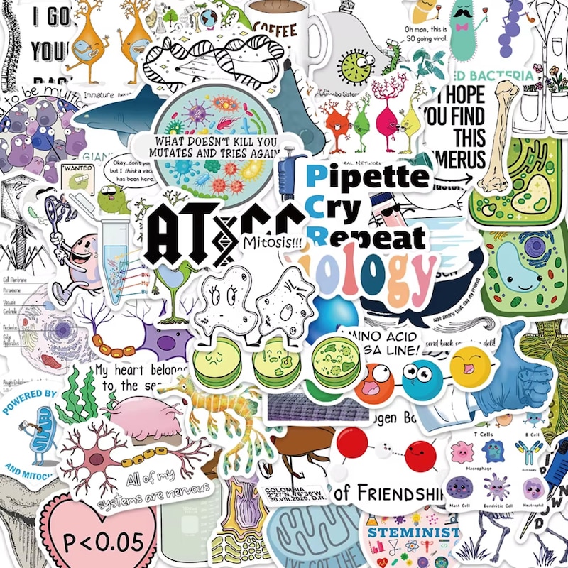 Cute Biology Lab Stickers - Etsy UK