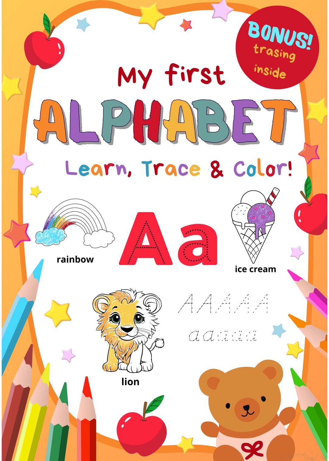 Alphabet Coloring Book: ABC Tracing for Kids (PDF Download) - Etsy
