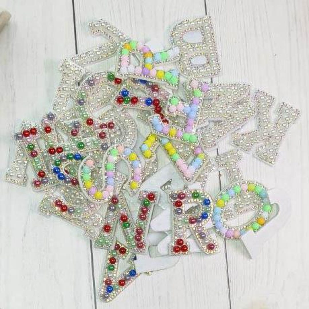 Pearl Letters, Rhinestone Pearls Patch, Pearl Patch Letters, Rhinestone ...