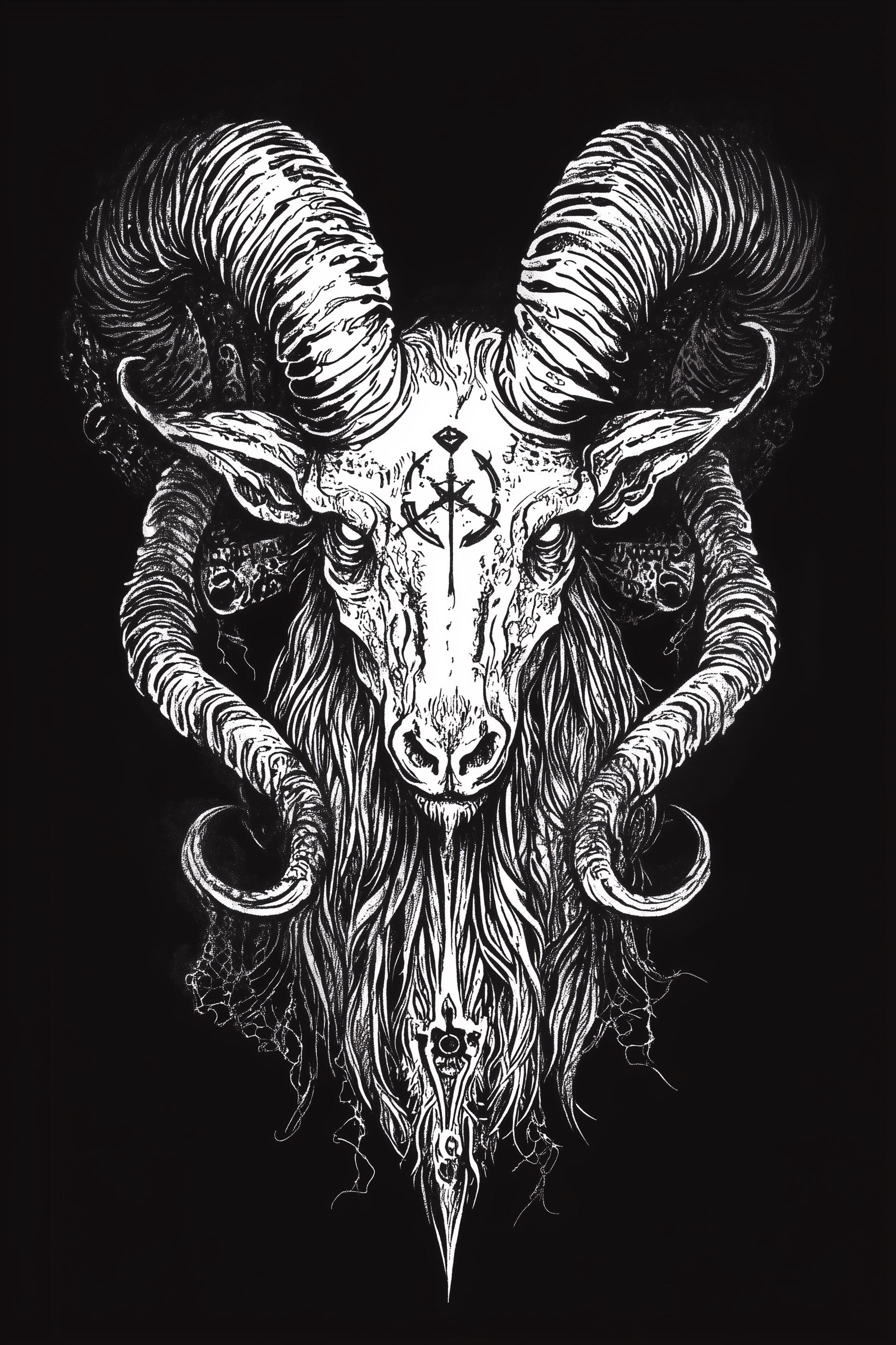 Horned Goat | Horned Goat Svg | Distressed Svg | Satanic Symbol | Goat ...