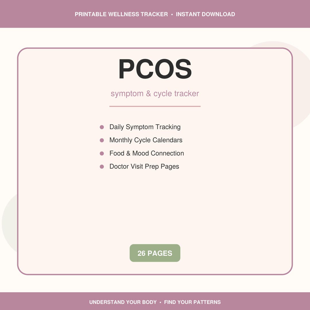 PCOS Tracker Printable, PCOS Symptom Journal, Period Cycle Tracker ...