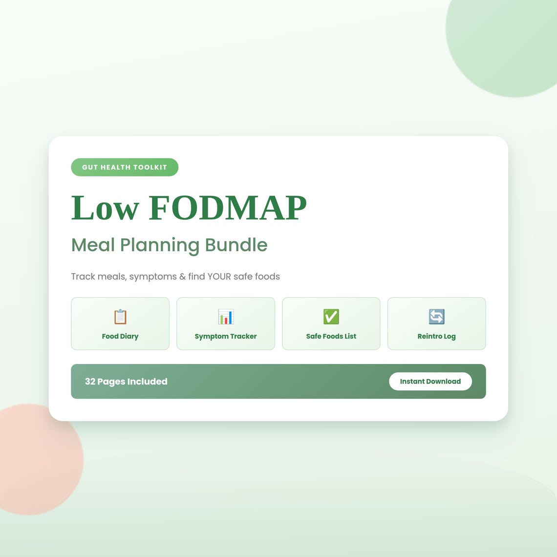 Low FODMAP Meal Planner Bundle | IBS Food Diary | Symptom Tracker ...