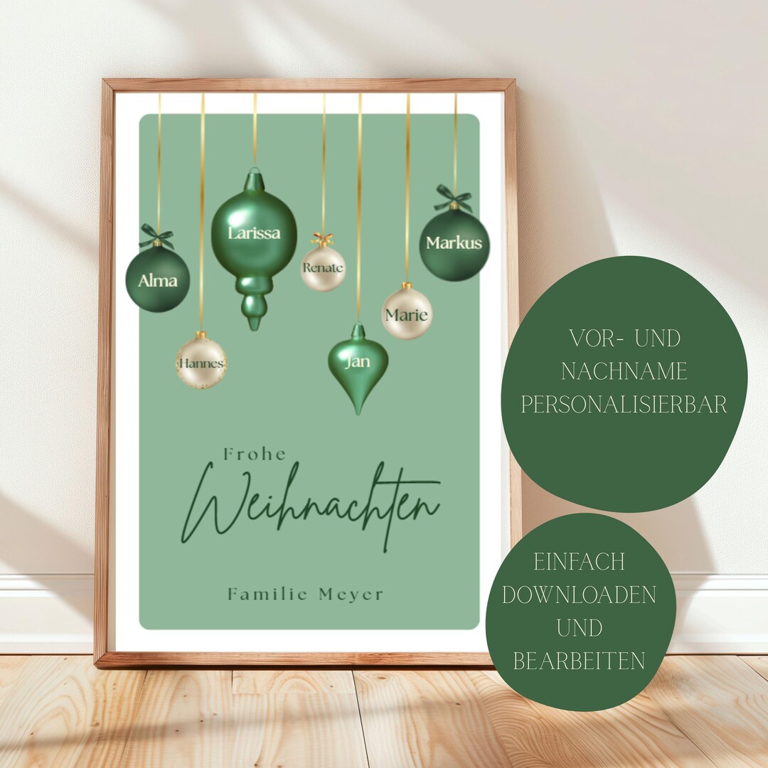Merry Christmas Poster, Personalized Family Christmas Picture, Digital ...