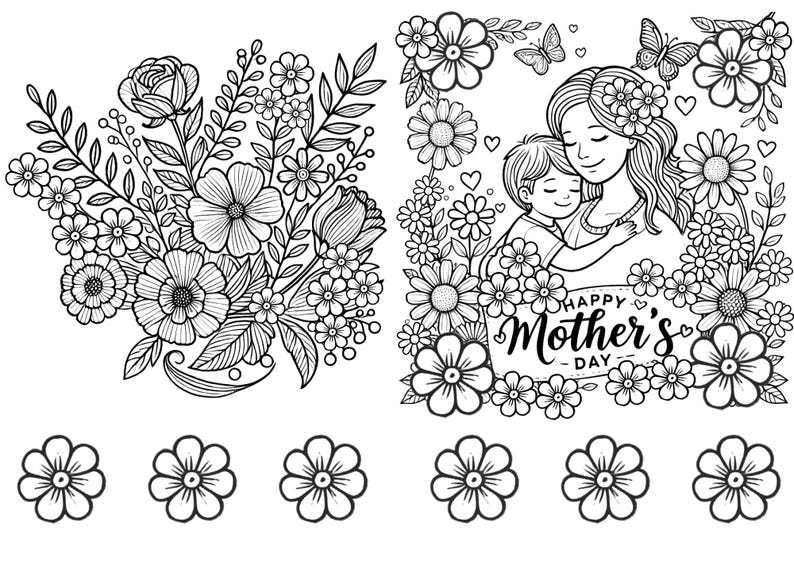 Mother’s Day Coloring Cards -15 Different Design - Etsy