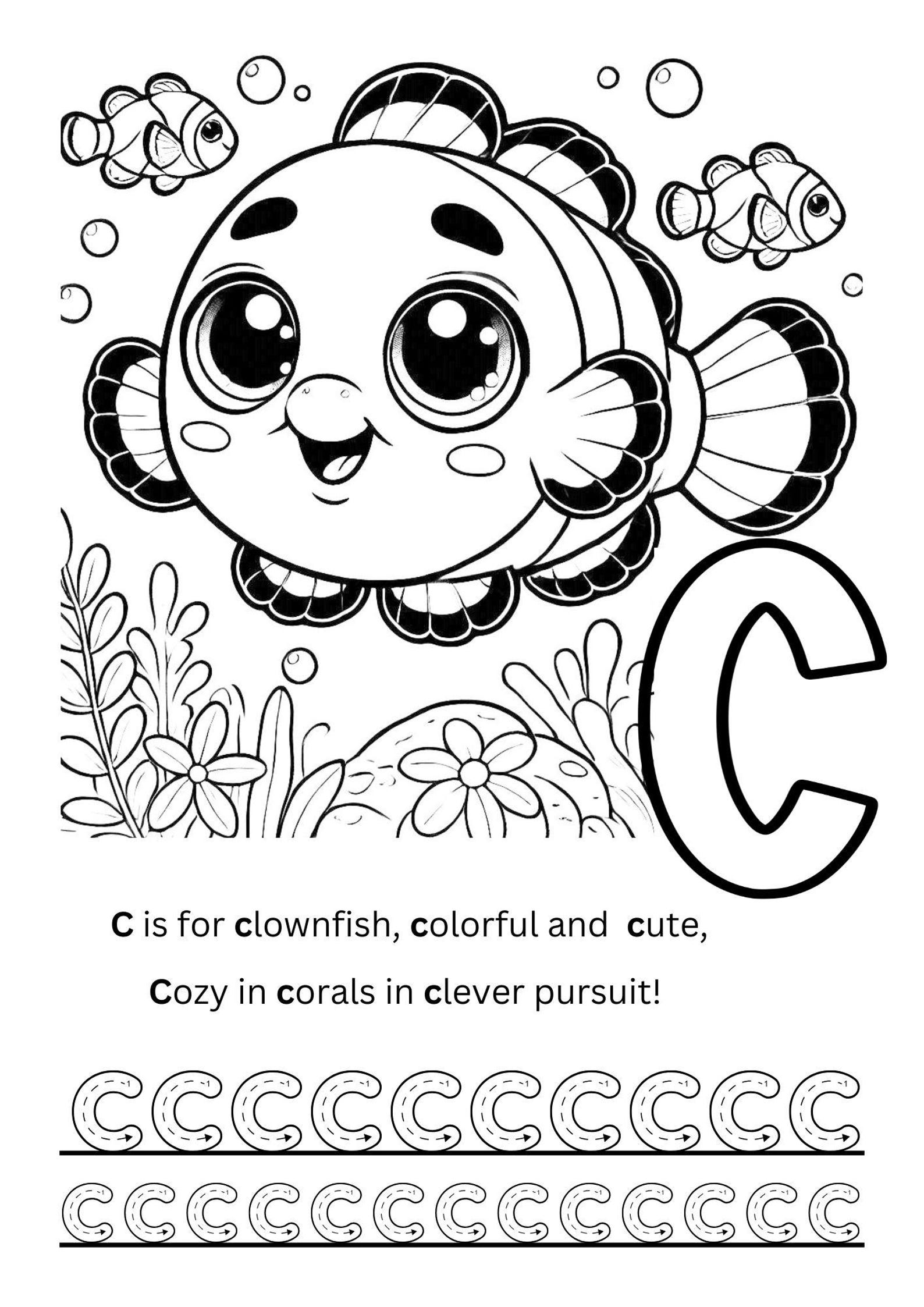 ABC Sea Life Coloring & Letter Tracing Worksheets—printable Ocean ...