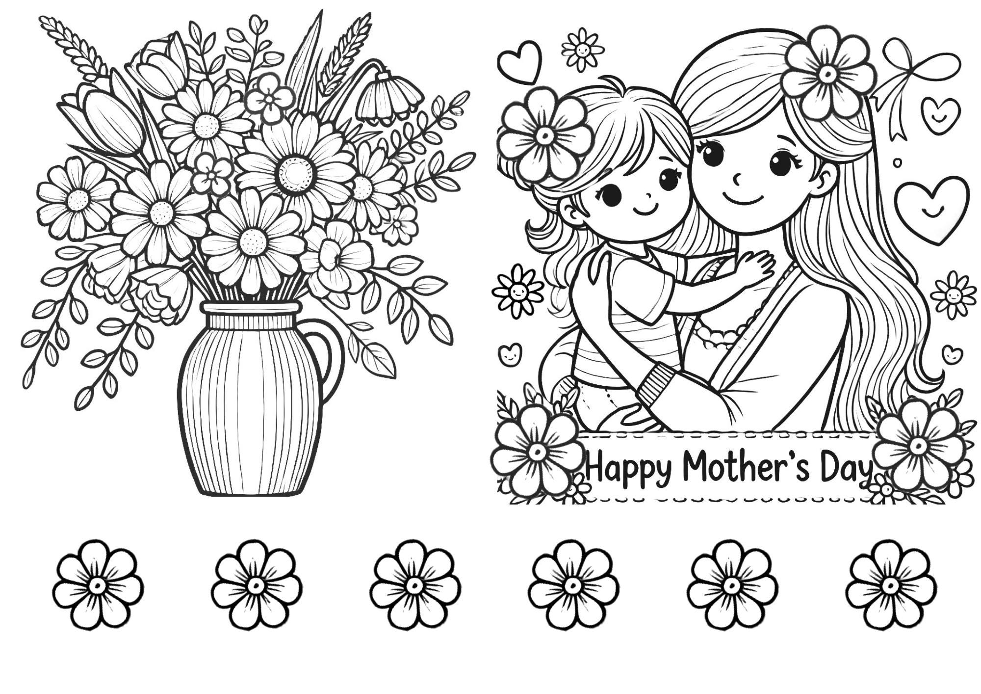 Mother’s Day Coloring Cards -15 Different Design - Etsy
