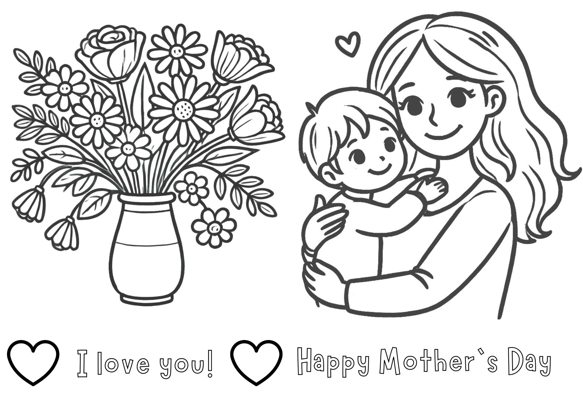 Mother’s Day Coloring Cards -15 Different Design - Etsy
