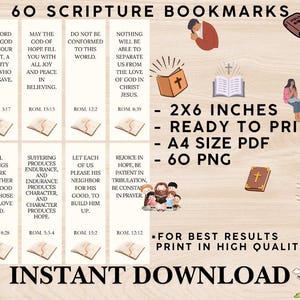 60 Printable Bible Verse Bookmarks (2x6in) – ESV Scripture Set | PNG ...