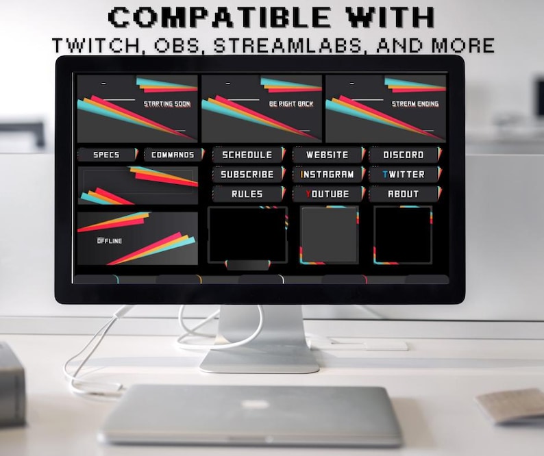 DARKFUL Twitch Animated Overlay Pack PNG | OBS Streamlabs Tiktok ...
