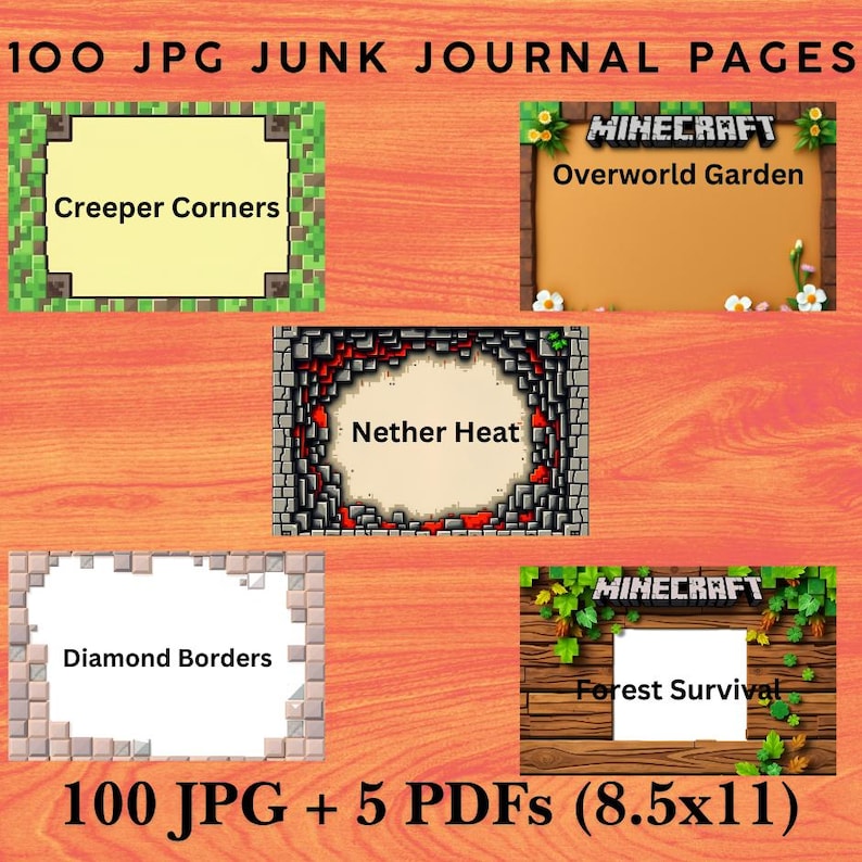 Minecraft-themed Junk Journal Pages – Creeper, Nether, Diamond ...