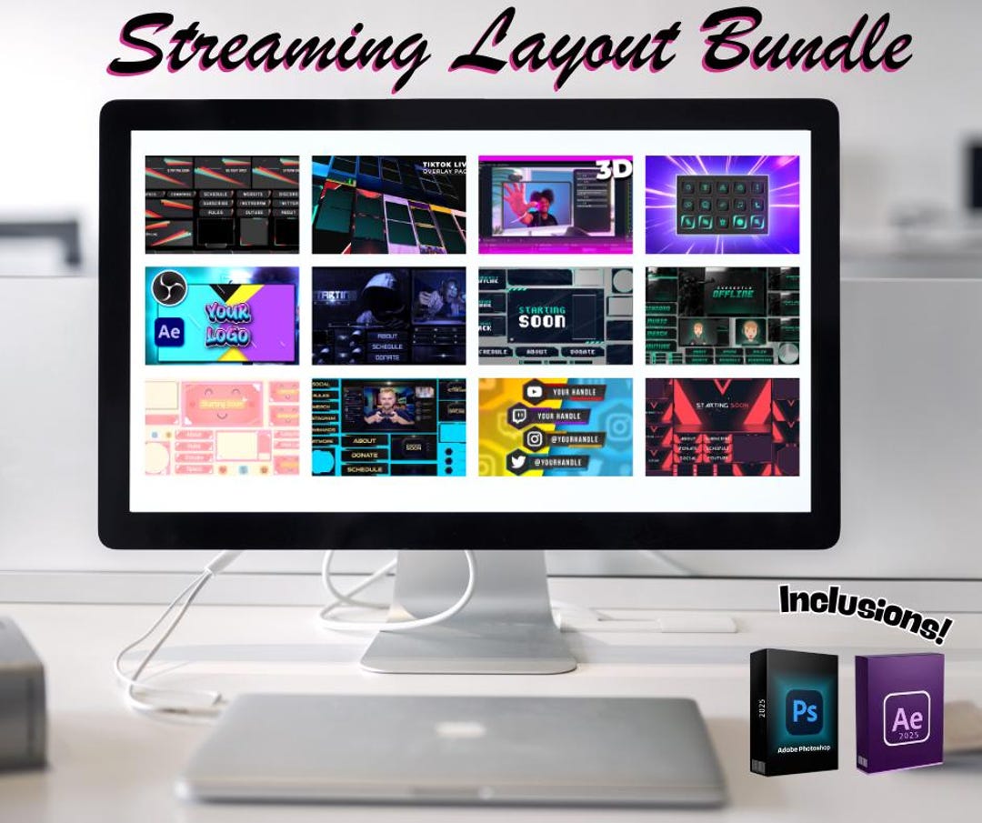 Streaming Overlay Layout | OBS Twitch Streamlabs Slobs Tiktok Facebook ...