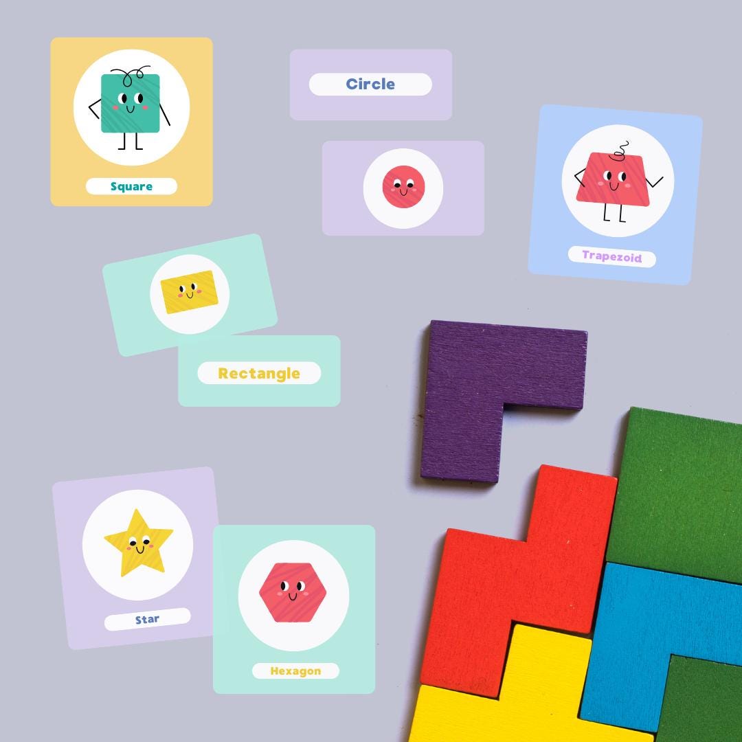 Montessori Preschool, Shapes Flash Cards, Preschool Educational ...