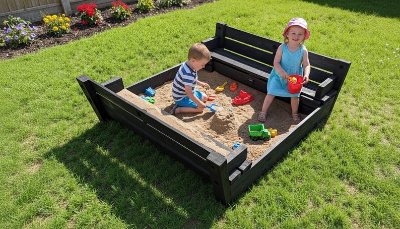Kids Sandbox Plans With Build-in Seats - Step by Step Instructions DIY ...