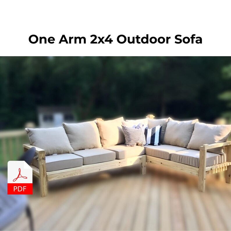 DIY One-arm Outdoor Sofa Plans | 2x4 Sectional Piece | Patio Furniture Blueprint | Woodworking ...