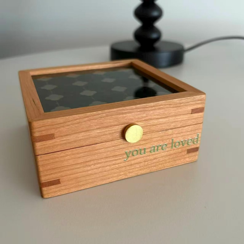 Cherry Wood Small Jewelry Box - Custom Keepsake Box - Bridesmaid ...