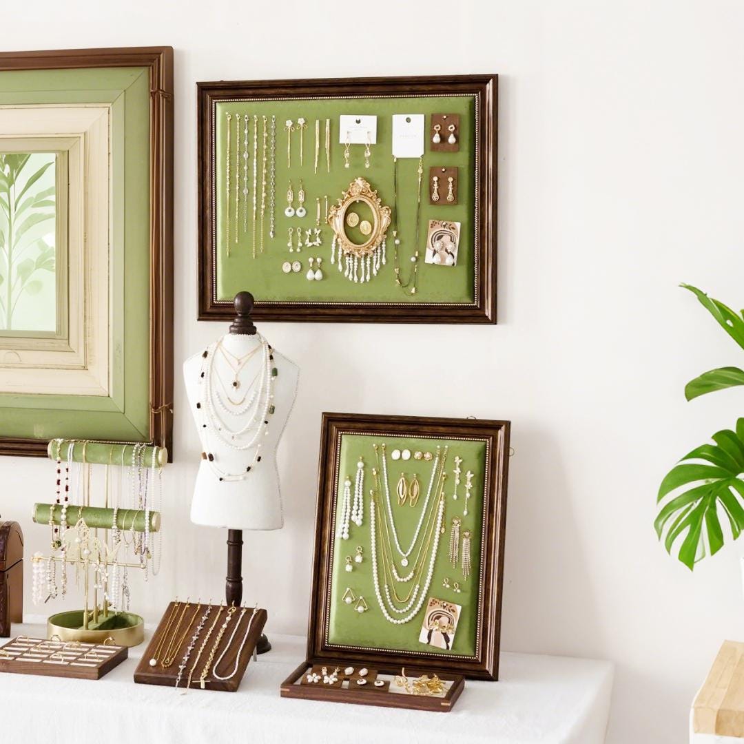 Velvet Jewelry Display Stand - Wall Mount Necklace & Earring Organizer ...