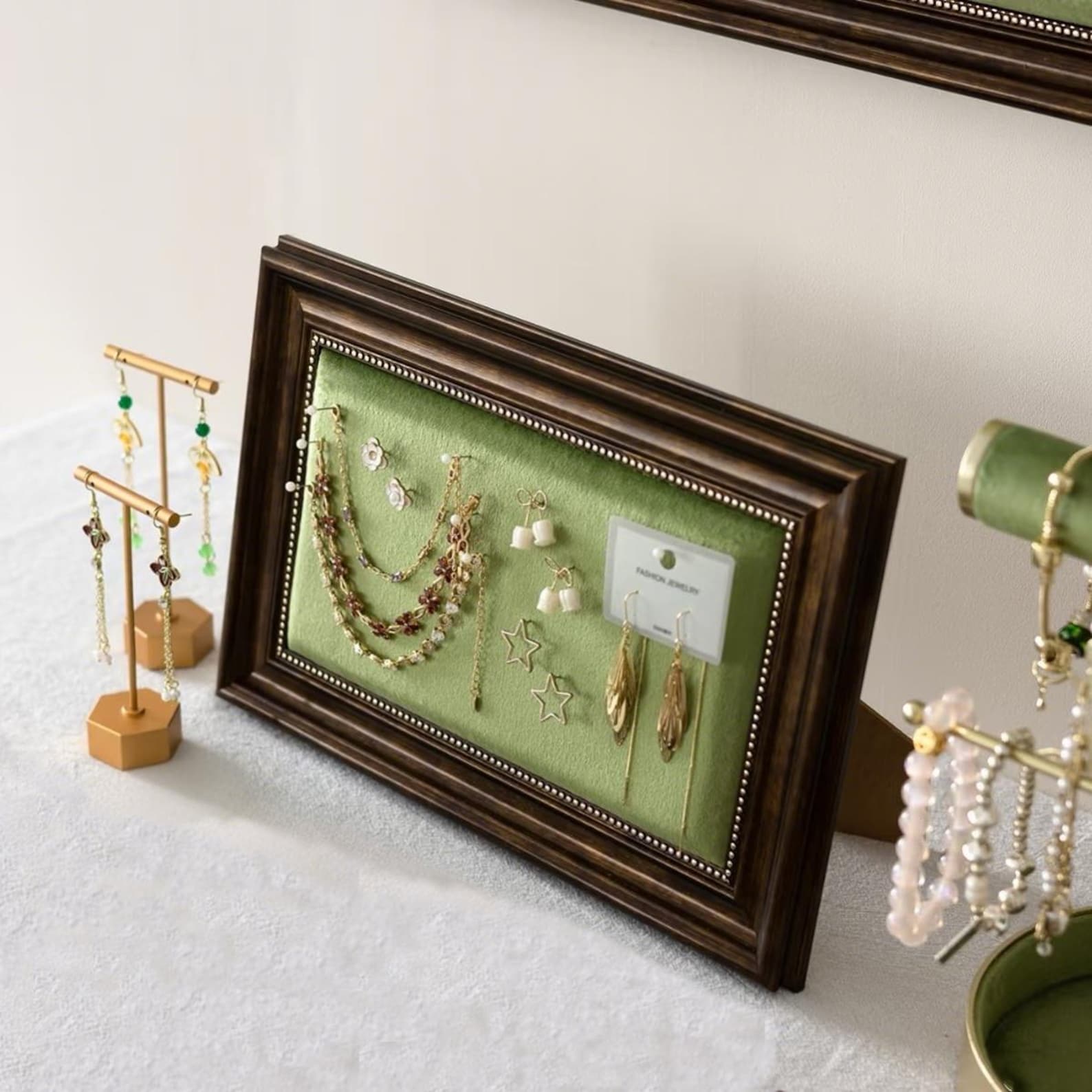 Velvet Jewelry Display Stand - Wall Mount Necklace & Earring Organizer ...