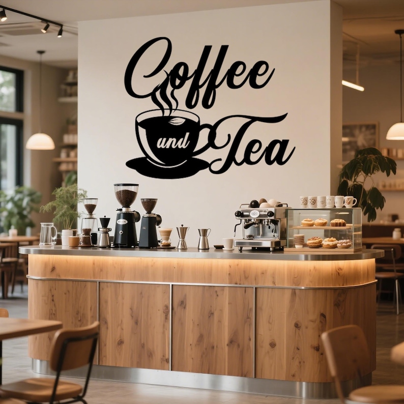 Coffee and Tea Metal Wall Decor, Kitchen Wall Art, Coffee Cafe Sign ...