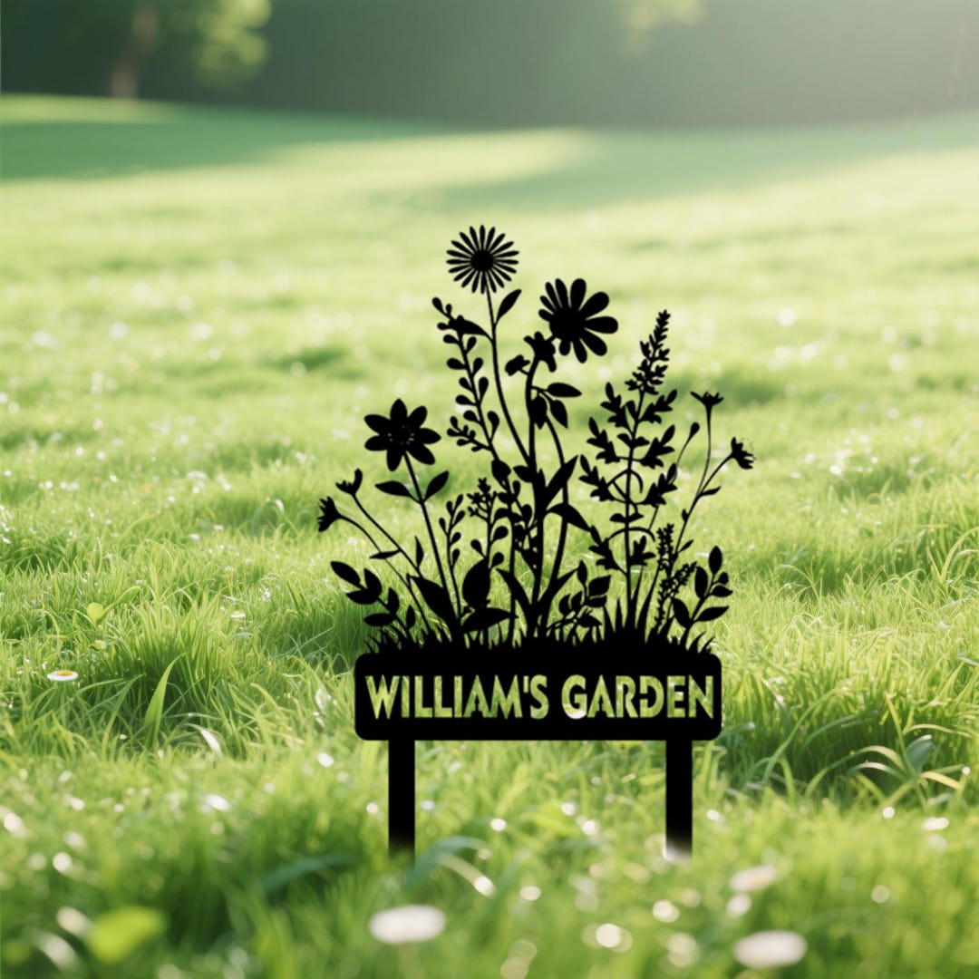 Custom Metal Garden Decor, Custom Garden Name Sign, Personalized Flower ...