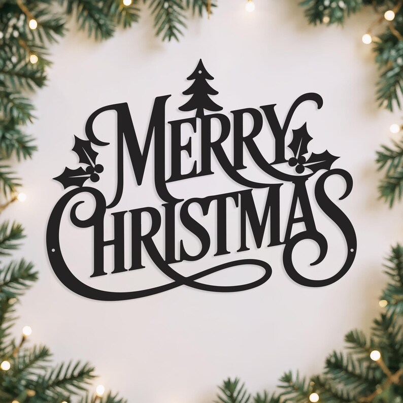 Custom Merry Christmas Metal Sign, Christmas Decorations, Farmhouse ...