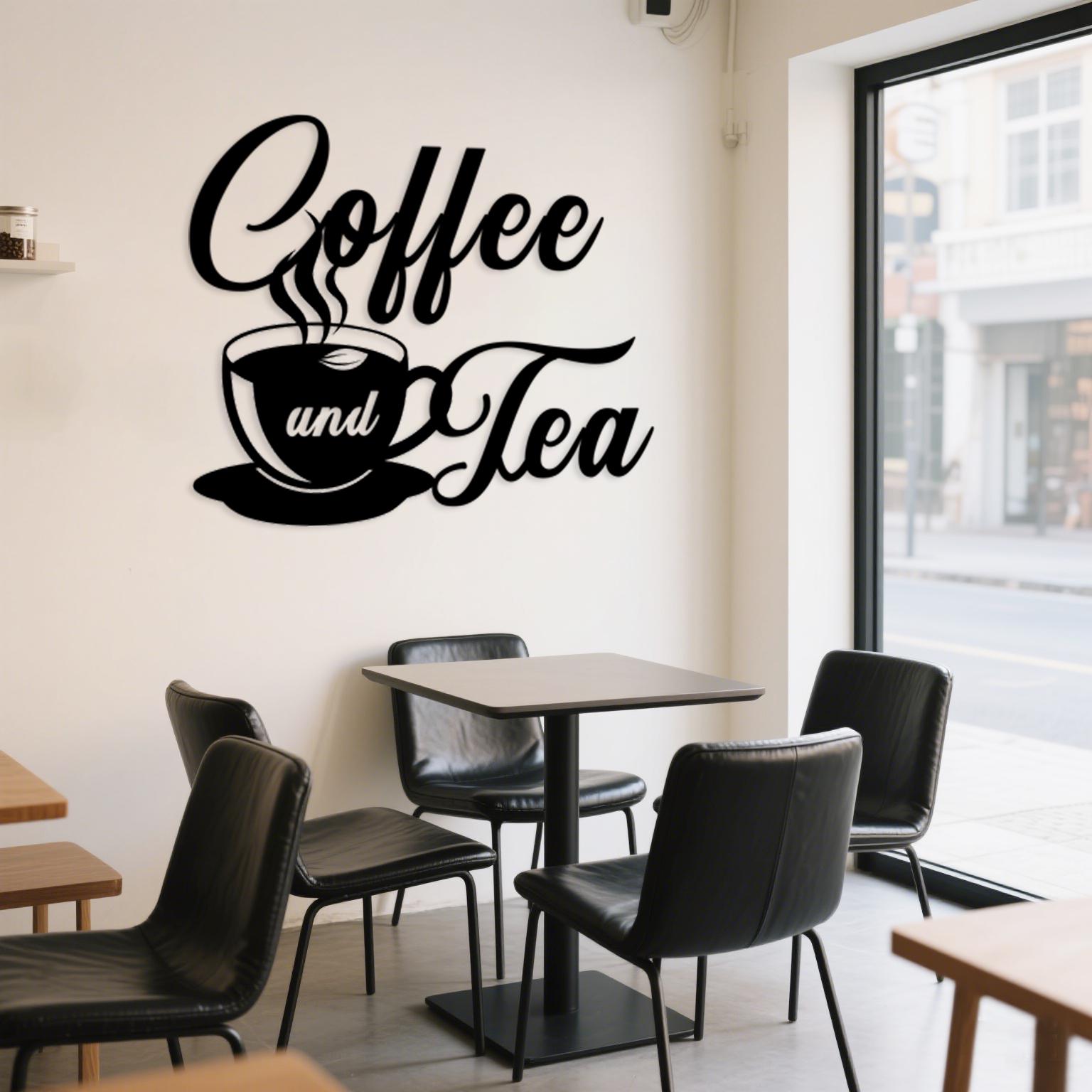 Coffee and Tea Metal Wall Decor, Kitchen Wall Art, Coffee Cafe Sign ...