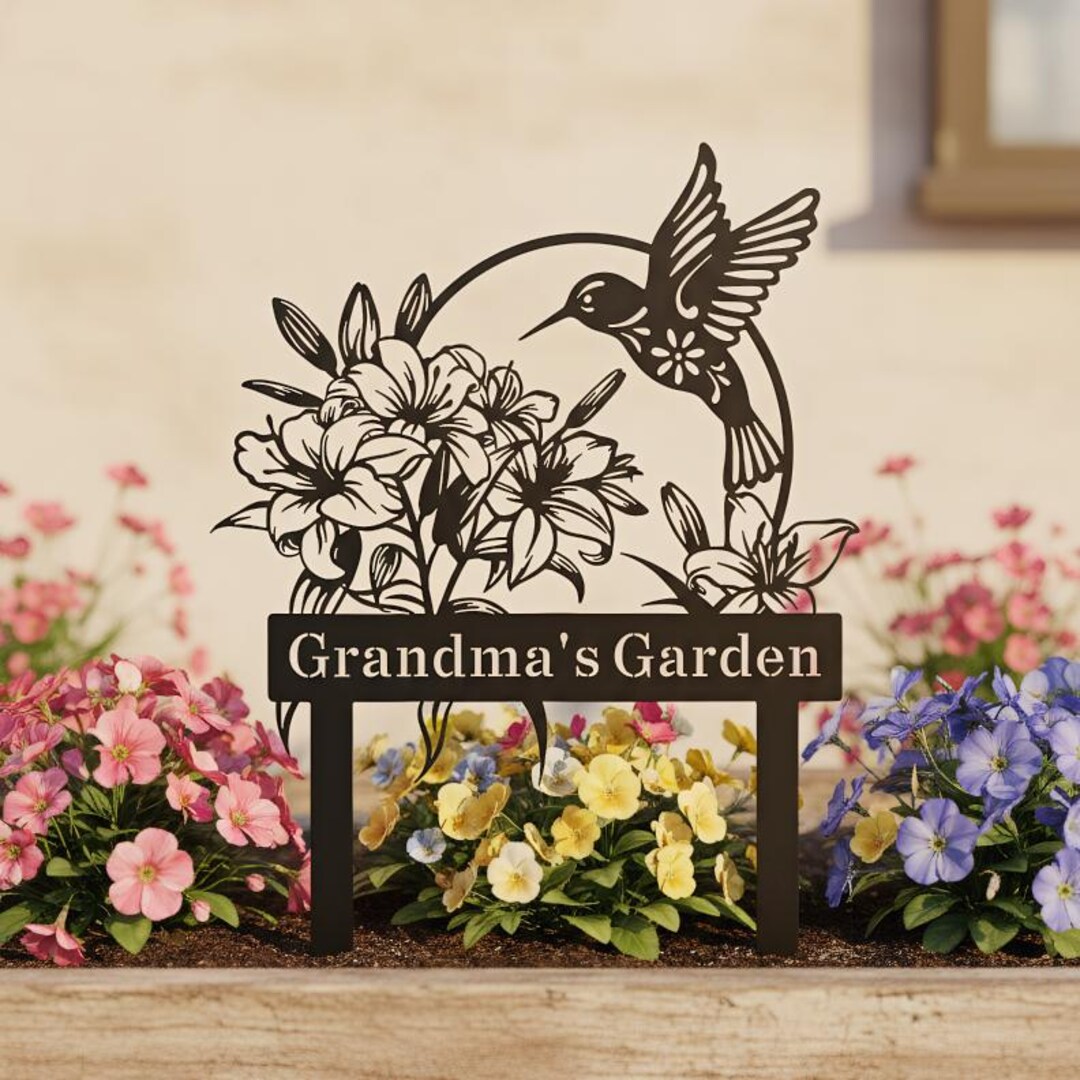 Custom Hummingbird Metal Garden Stake Personalized Bird Garden Sign ...