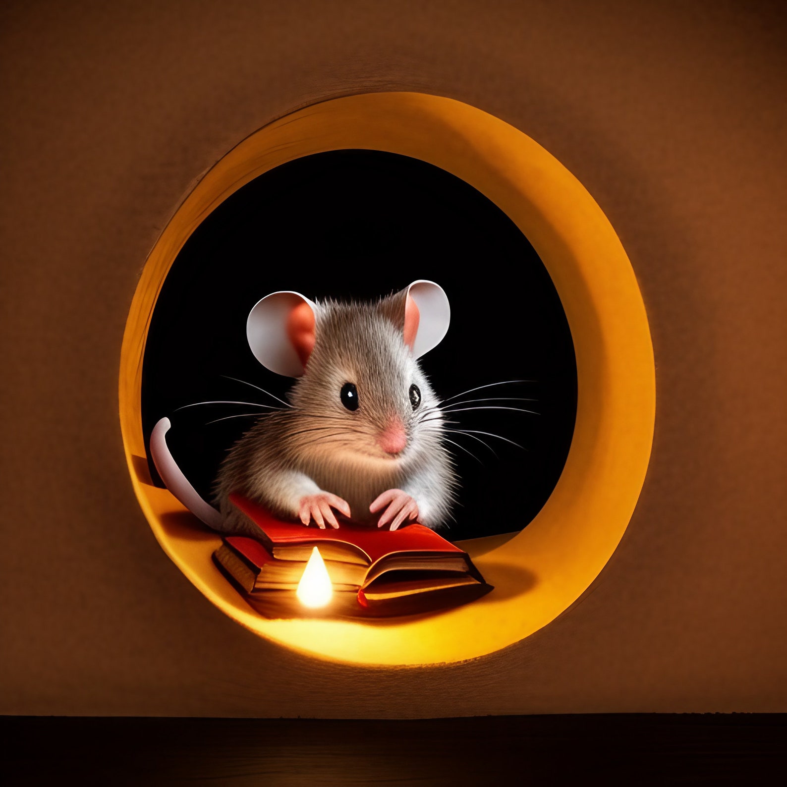 9 Cute Mouse Reading a Book in a Mouse Hole Graphics, Mouse Digital Art ...