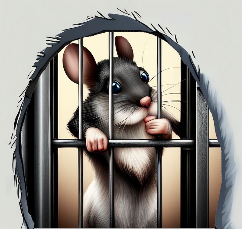 5 Cute Jail House Mouse in a Mouse Hole Graphics, Mouse Digital Art - 5 ...