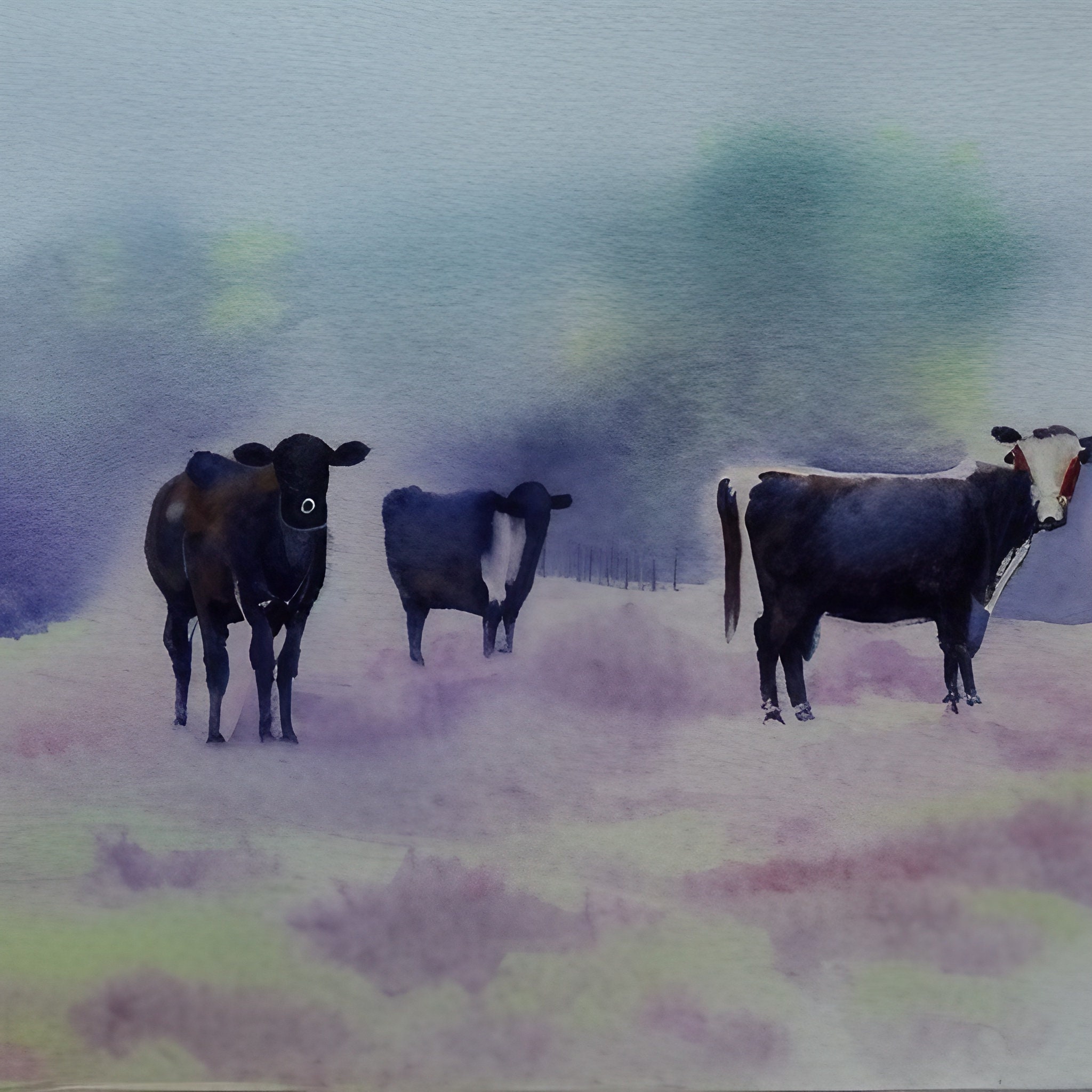 3 Cattle Watercolor Print, Cattle Digital Wall Art, Printable Wall ...