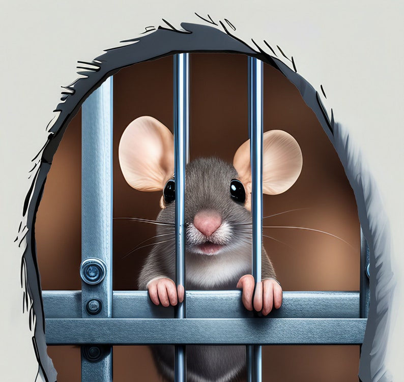 5 Cute Jail House Mouse in a Mouse Hole Graphics, Mouse Digital Art - 5 ...