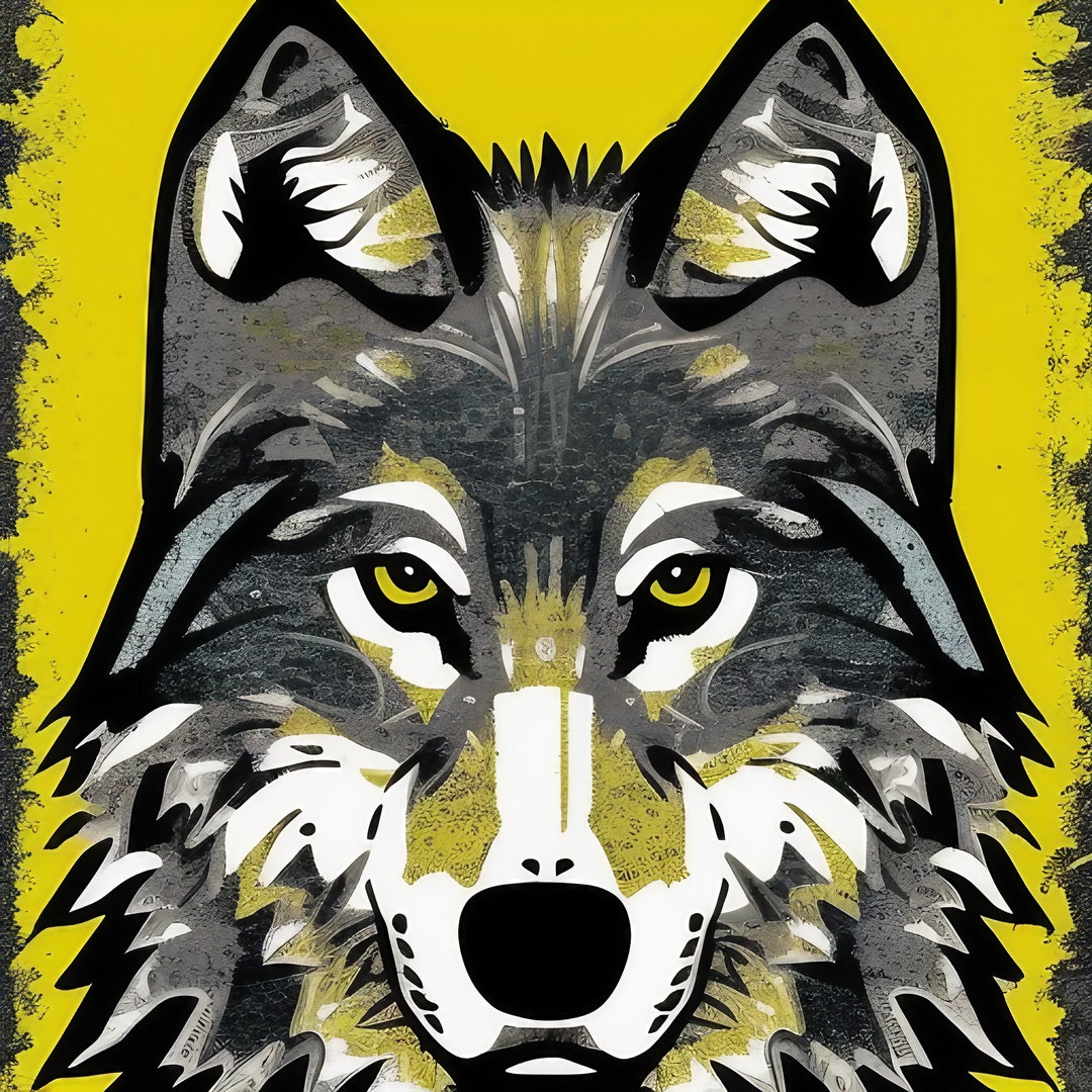 4 Pop Art Wolf Print, Pop Art Wolf Digital Wall Art, Printable Wall ...
