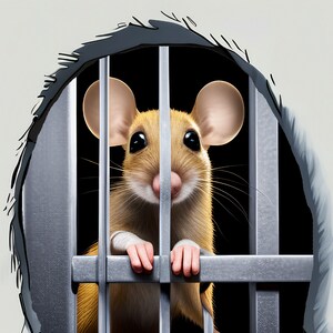 5 Cute Jail House Mouse in a Mouse Hole Graphics, Mouse Digital Art - 5 ...