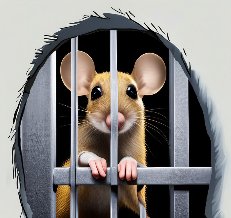 5 Cute Jail House Mouse in a Mouse Hole Graphics, Mouse Digital Art - 5 ...