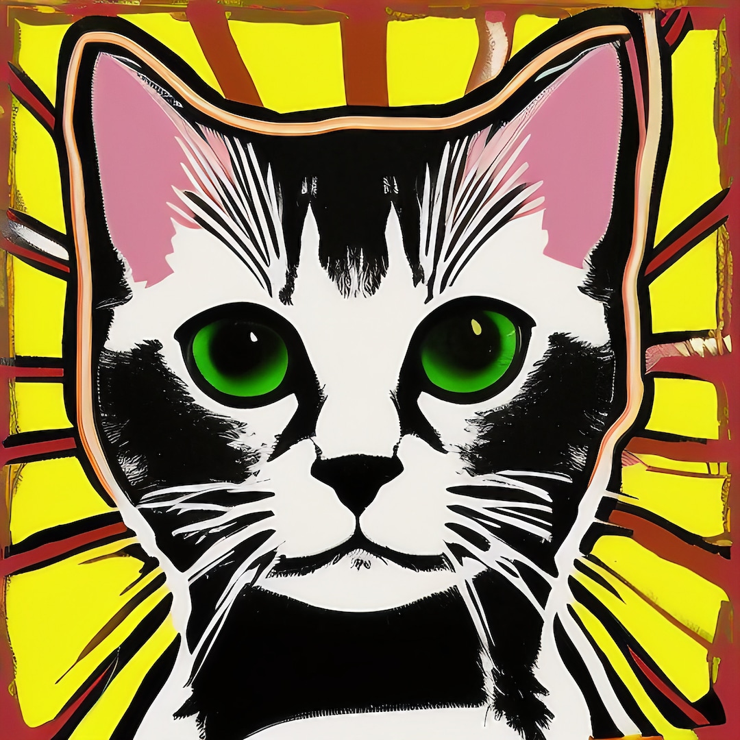 4 Pop Art Cat Vol. 2 Print, Pop Art Cat Digital Wall Art, Printable ...