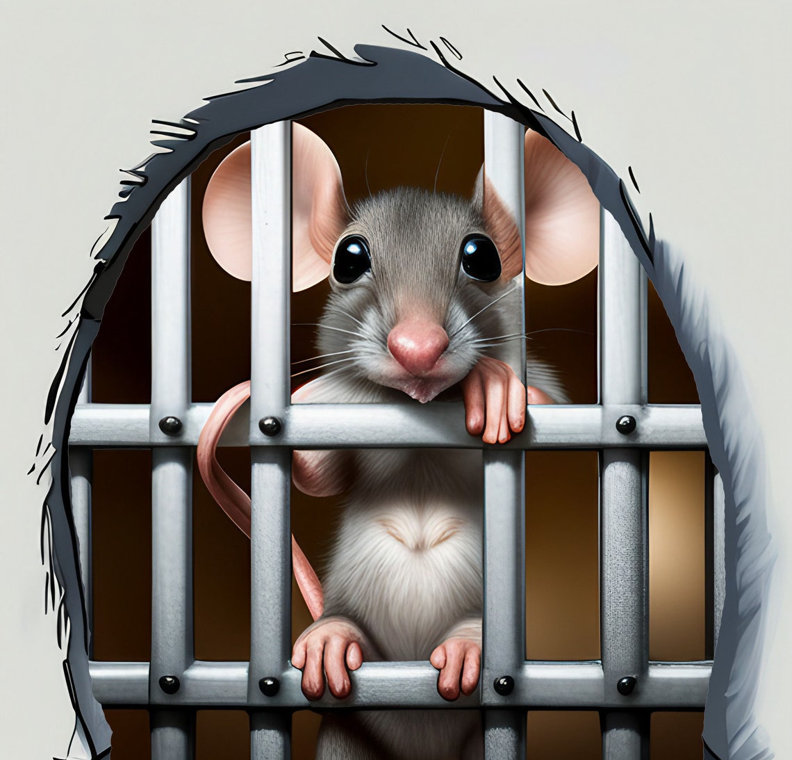 5 Cute Jail House Mouse in a Mouse Hole Graphics, Mouse Digital Art - 5 ...