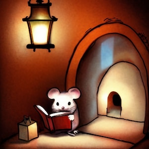9 Cute Mouse Reading a Book in a Mouse Hole Graphics, Mouse Digital Art ...