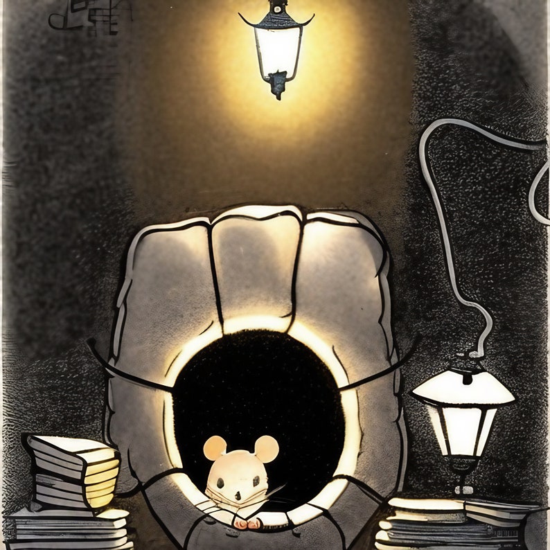 9 Cute Mouse Reading a Book in a Mouse Hole Graphics Mouse - Etsy