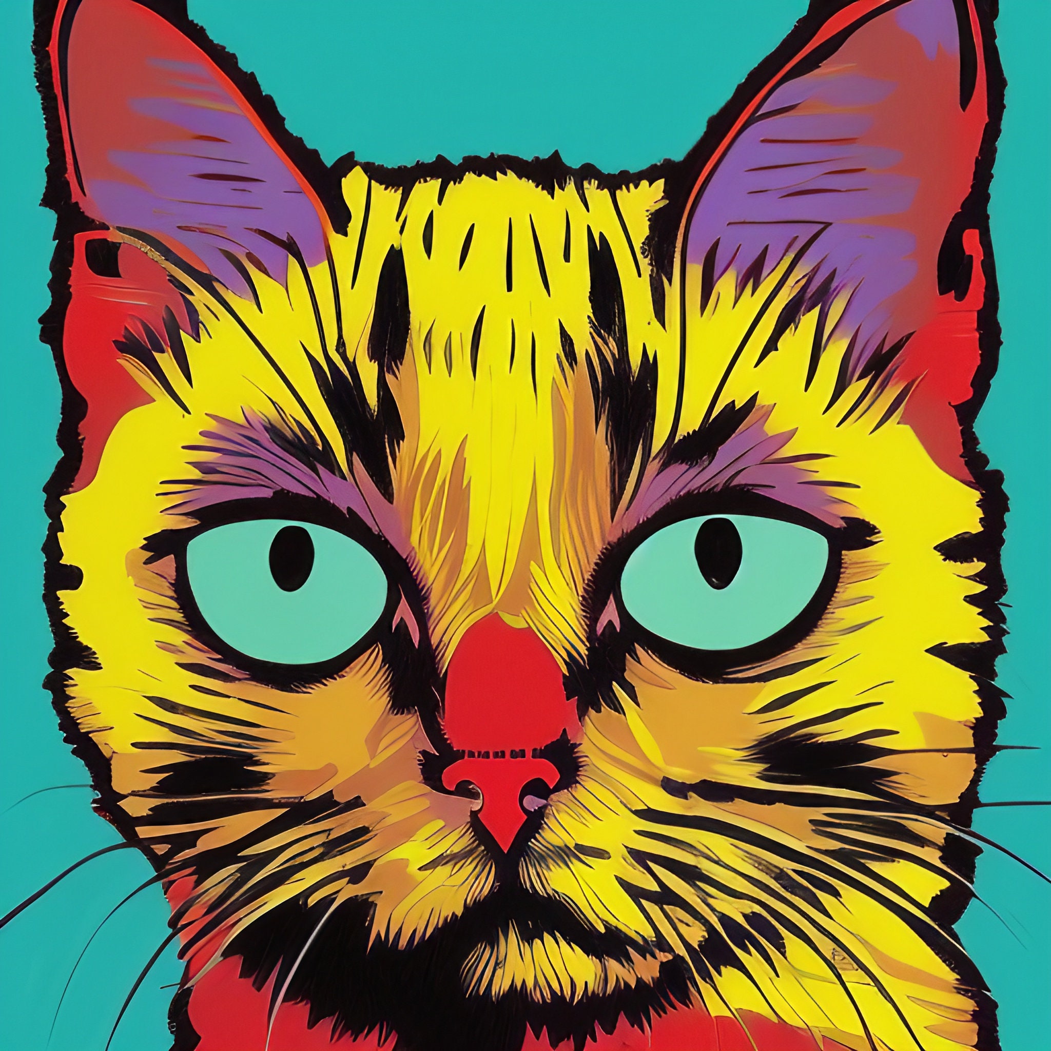 4 Pop Art Cat Vol. 2 Print, Pop Art Cat Digital Wall Art, Printable ...