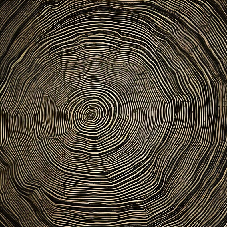 13 Pen and Ink Drawings of Woodcut Tree Rings, Tree Ring Art - 13 JPG ...