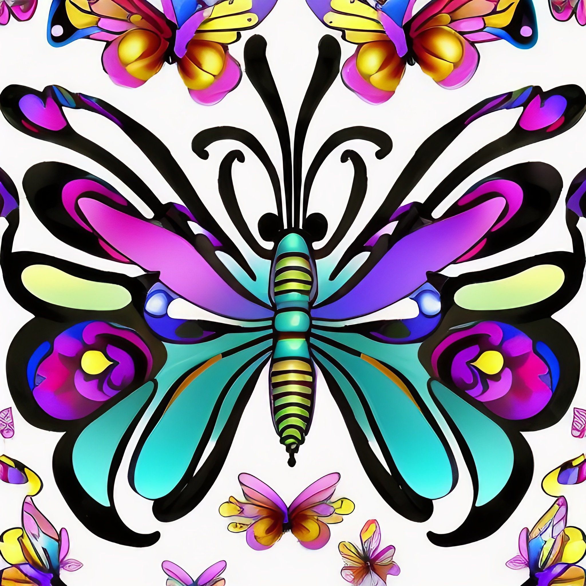 5 Anime-style Butterfly Graphics, Butterfly Digital Art - 5 PNG Files ...