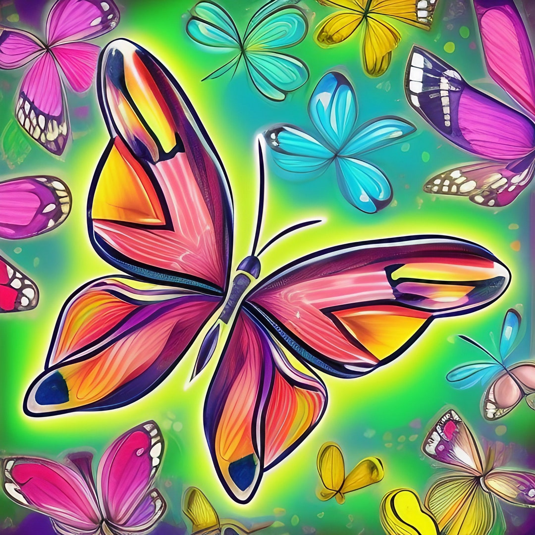 5 Anime-style Butterfly Graphics, Butterfly Digital Art - 5 PNG Files ...