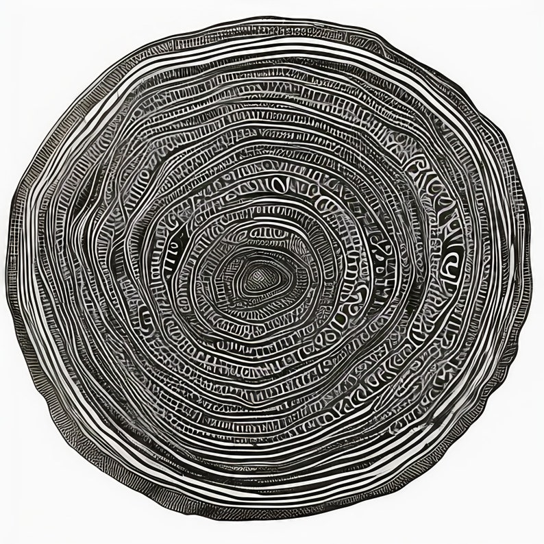 13 Pen and Ink Drawings of Woodcut Tree Rings, Tree Ring Art - 13 JPG ...