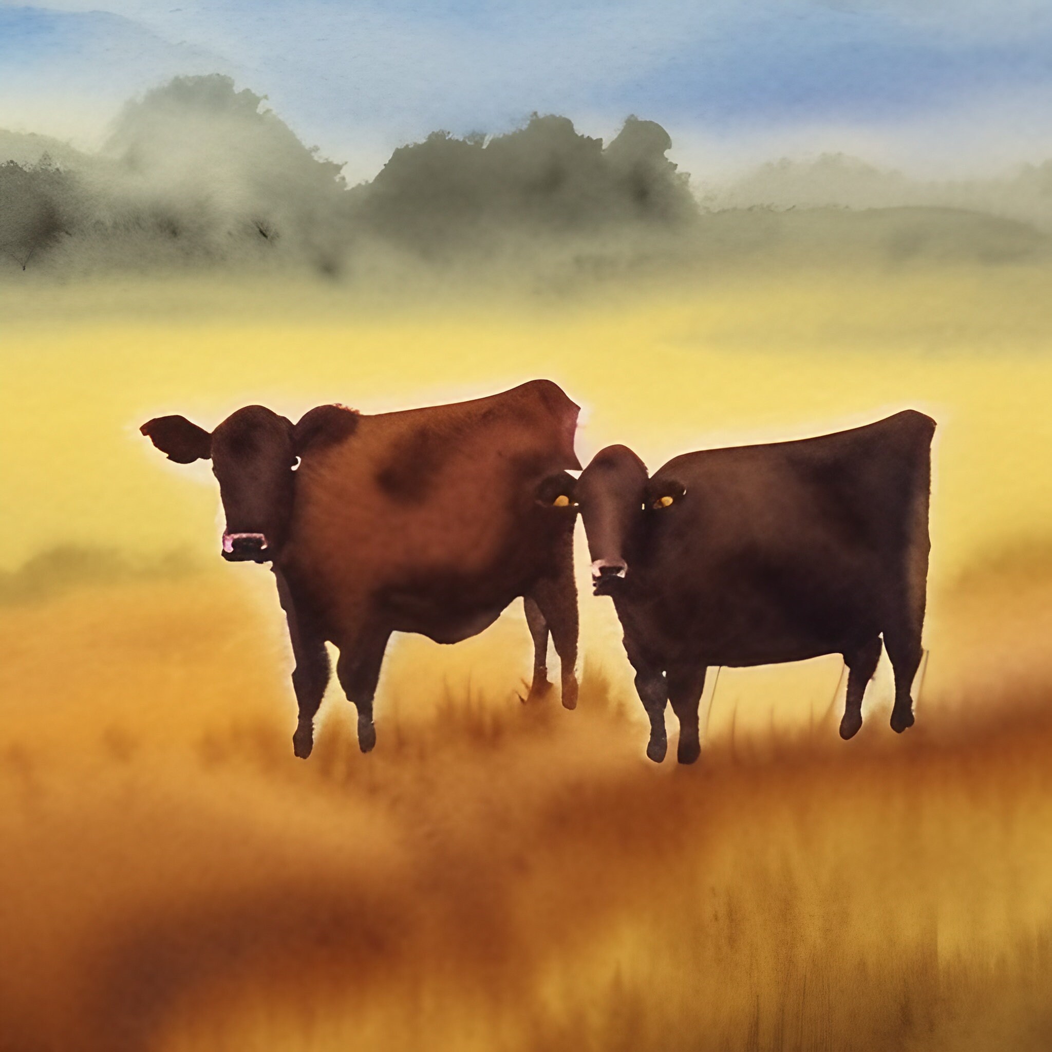 3 Cattle Watercolor Print, Cattle Digital Wall Art, Printable Wall ...